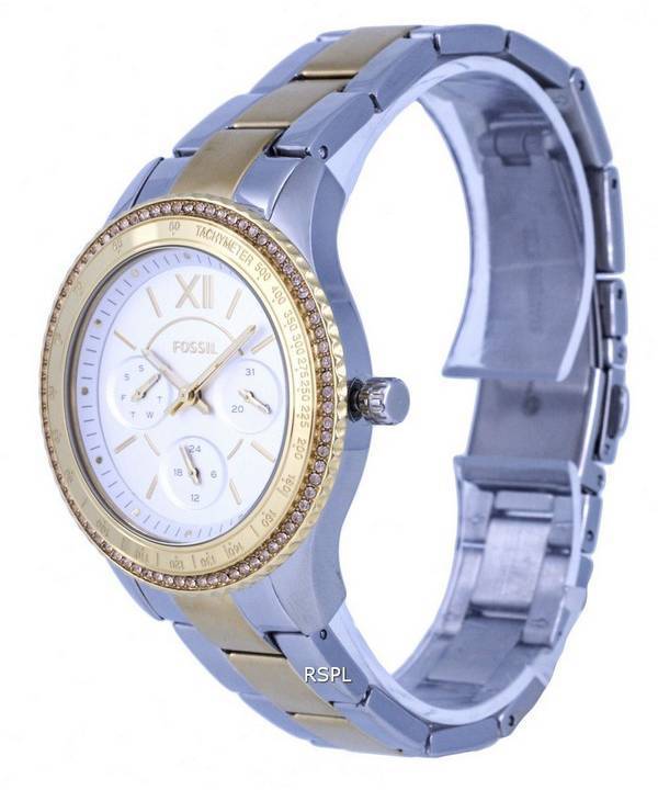 Fossil Stella Sport Tachymeter Crystal Accents Quartz ES5107 Womens ...