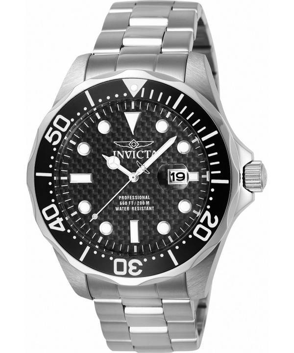 Invicta Pro Diver Black Dial Quartz Diver's 12562 200M Men's Watch ...