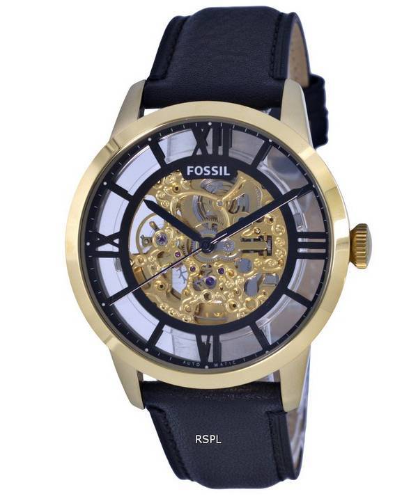Fossil Townsman Leather Skeleton Dial Automatic ME3210 Mens Watch ...
