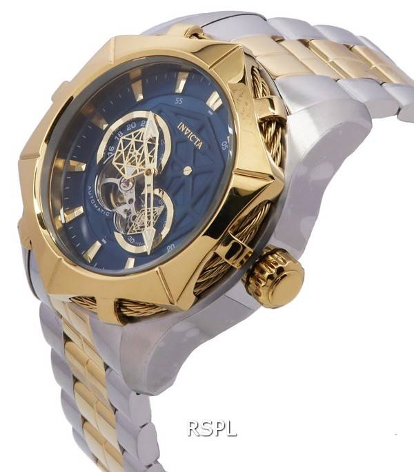 Invicta Bolt Two Tone Stainless Steel Blue Open Heart Dial Automatic ...