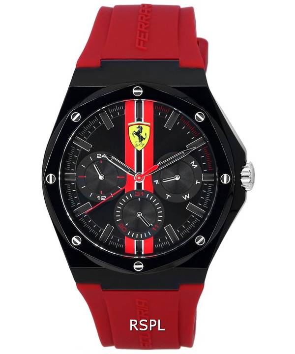Scuderia Ferrari Aspire Silicone Strap Black Dial Quartz 0830870 Men's ...