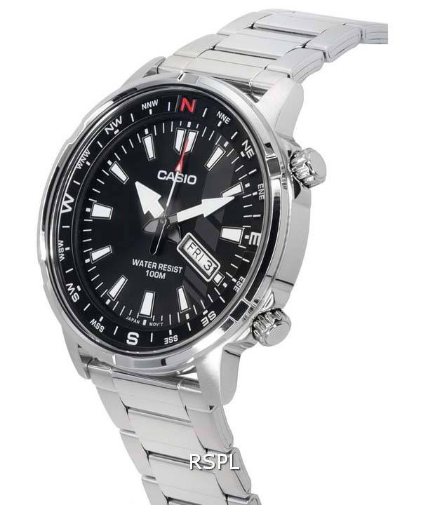 Casio Enticer Standard Analog Stainless Steel Quartz MTD-130D-1A MTD130D-1 100M Mens Watch ...