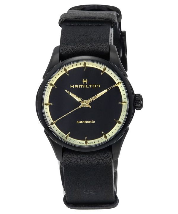 Hamilton Jazzmaster Leather Strap Black Dial Automatic H32255730 Unisex ...