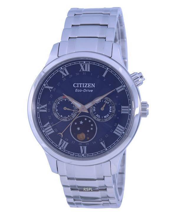 Citizen Moon Phase Blue Dial Stainless Steel Eco-Drive AP1050-81L Men's ...