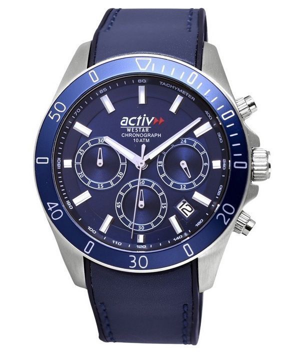 Westar Activ Chronograph Leather Strap Blue Dial Quartz 90245STN144 ...