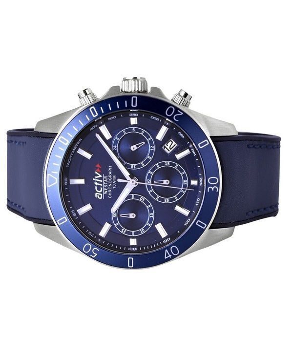 Westar Activ Chronograph Leather Strap Blue Dial Quartz 90245STN144 ...