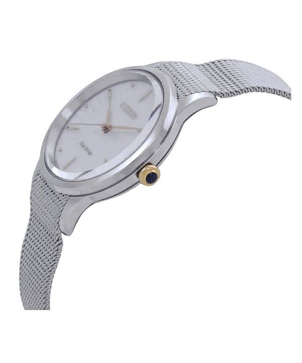 Citizen L Series Eco-Drive Stainless Steel Mesh Silver Dial EM0814-83A ...