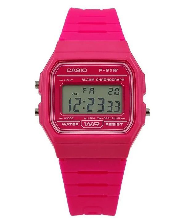 Casio Digital Pink Resin Strap Quartz F-91WC-4A Unisex watch ...