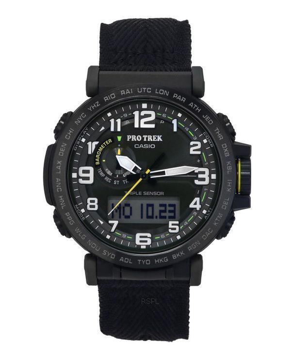 Casio ProTrek Analog Digital Bio Based Resin And Cloth Strap Green Dial Solar PRG-601YB-3 100M ...