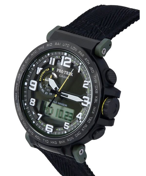 Casio ProTrek Analog Digital Bio Based Resin And Cloth Strap Green Dial Solar PRG-601YB-3 100M ...