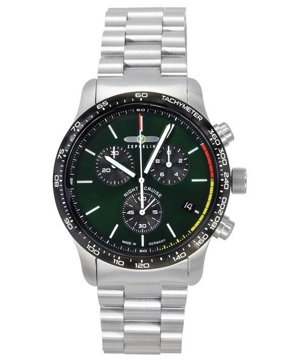 Zeppelin Night Cruise Chronograph Stainless Steel Green Dial Quartz ...
