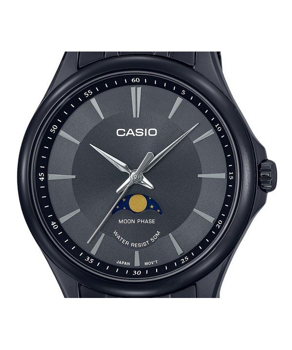Casio Standard Analog Moon Phase Black Dial Quartz MTP-M100B-1A Mens ...