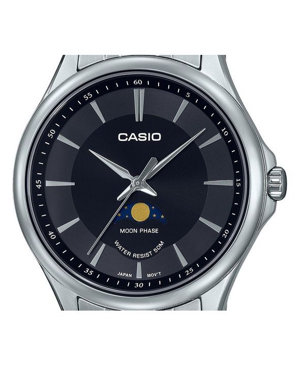Casio Standard Analog Moon Phase Black Dial Quartz MTP-M100D-1A Mens Watch - Citywatches.co.za