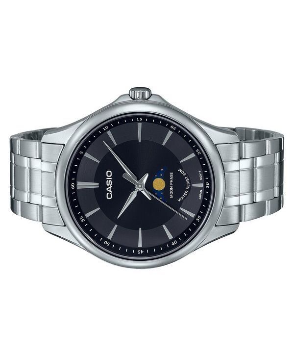 Casio Standard Analog Moon Phase Black Dial Quartz MTP-M100D-1A Mens Watch - Citywatches.co.za