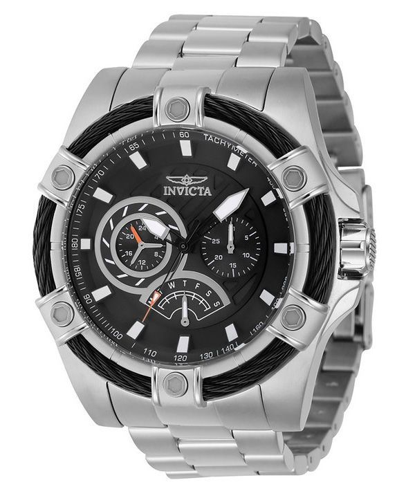Invicta Bolt Retrograde GMT Stainless Steel Black Dial Quartz 46863 ...