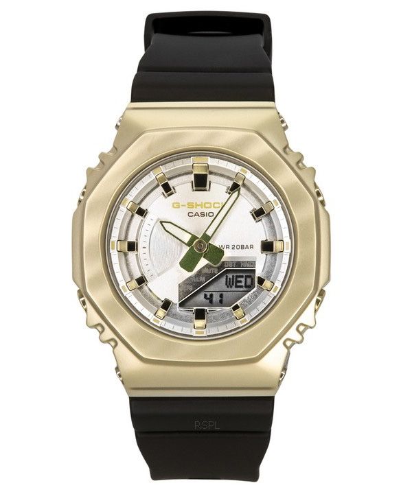 Casio G Shock Metal Clad Analog Digital Resin Strap Siver Dial Quartz