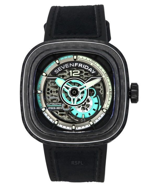 Sevenfriday P-Series Jade Carbon Grey And Blue Skeleton Dial Automatic ...