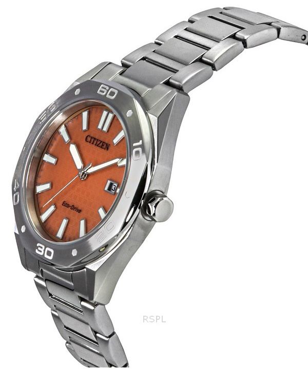 Citizen Eco-Drive Stainless Steel Orange Dial BM7630-80Z 100M Men's ...