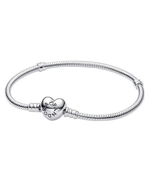 Pandora Moments Silver Bracelet With Heart Shaped Clasp 590719-17 For ...