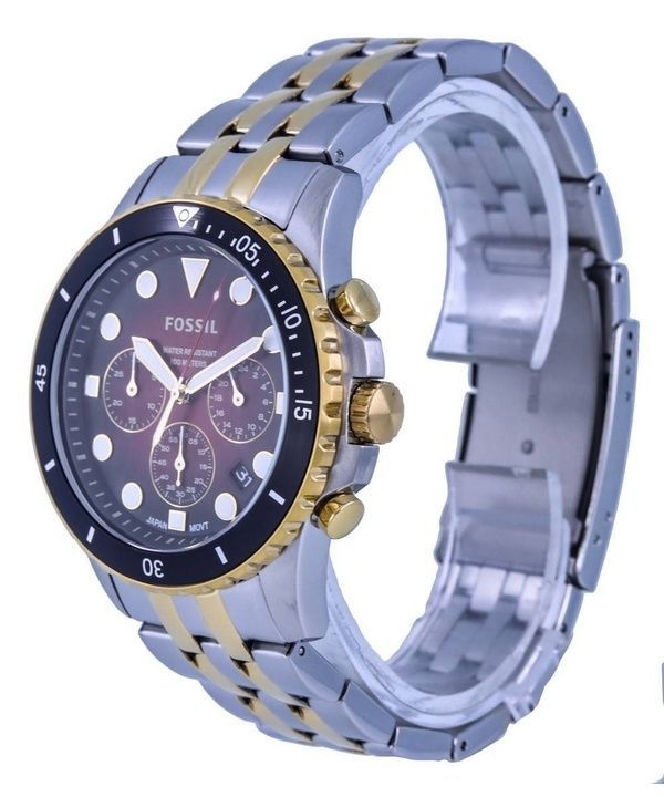 Refurbished Fossil FB-01 Chronograph Two Tone Stainless Steel Red Dial Quartz FS5881 100M Men's ...
