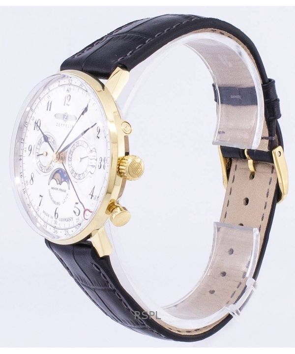 Refurbished Zeppelin LZ 129 Hindenburg Moon Phase Silver Dial Germany ...